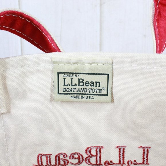 L.L. Bean | Bags | Ll Bean Boat Tote Canvas Red Trim Open Top ...